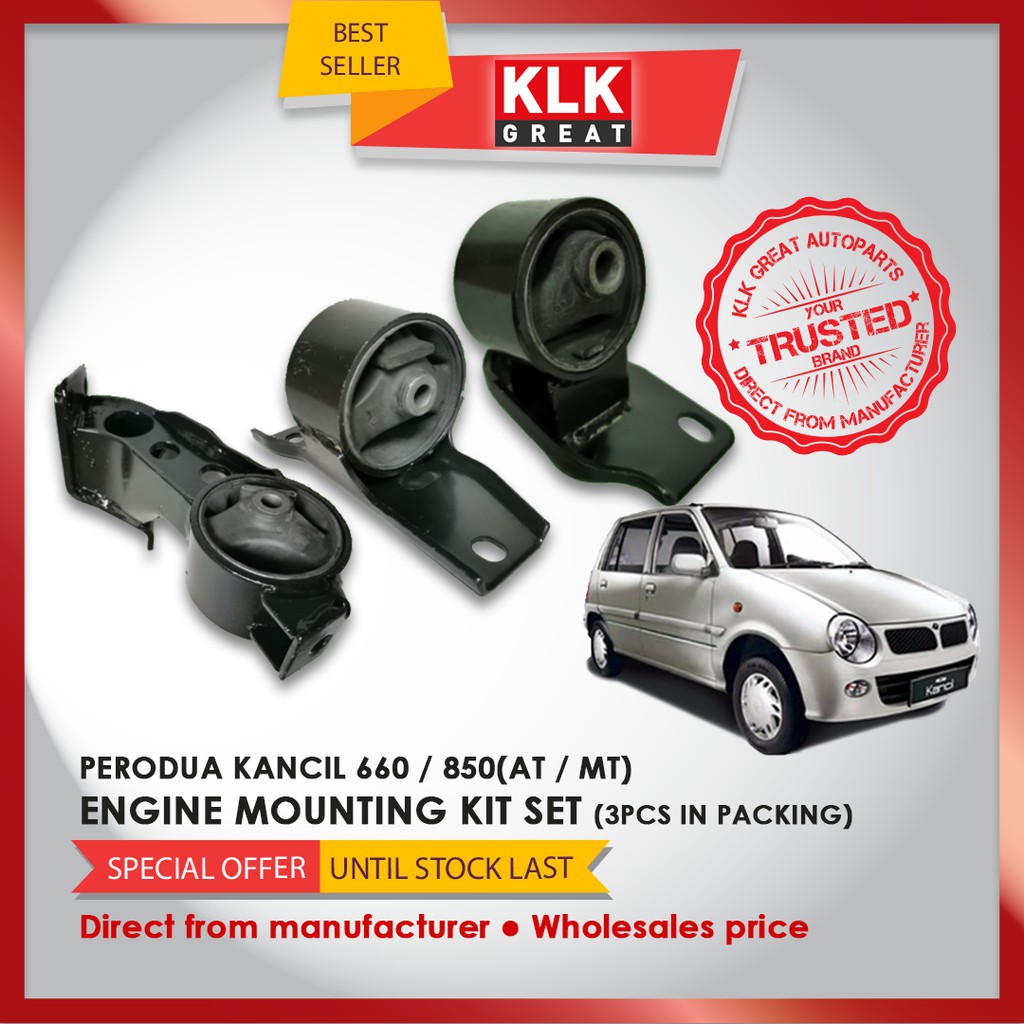 PERODUA KANCIL 660,850(AT,MT) ENGINE MOUNTING-KIT SET ( 3PCS IN PACKING) | Shopee Singapore