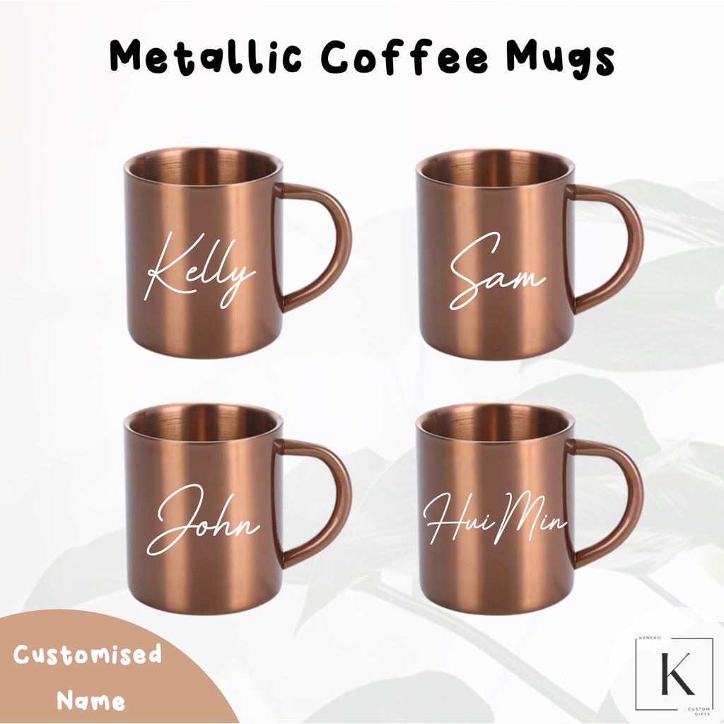 [SG STOCK] Customised Metallic Coffee Mug Cup with handle Rose Gold ...