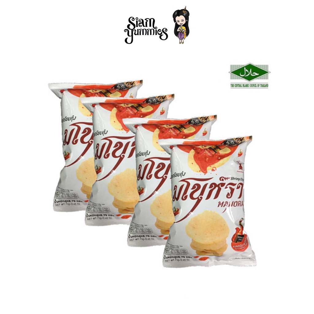 Manora Shrimp Chips Sriracha Flavour Packet Bundle 4 Pkts x 75g (Expire ...