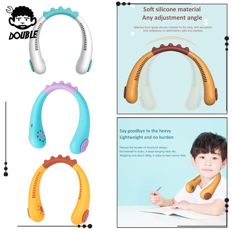 [DOUBLE] Portable Kids Hanging Neck Fans Hands Neckband Fans Air ...