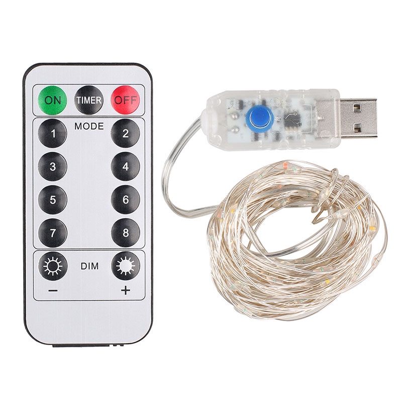 5M/10M/20M USB/Battery LED String Lights Remote Control Fairy Light 8 ...