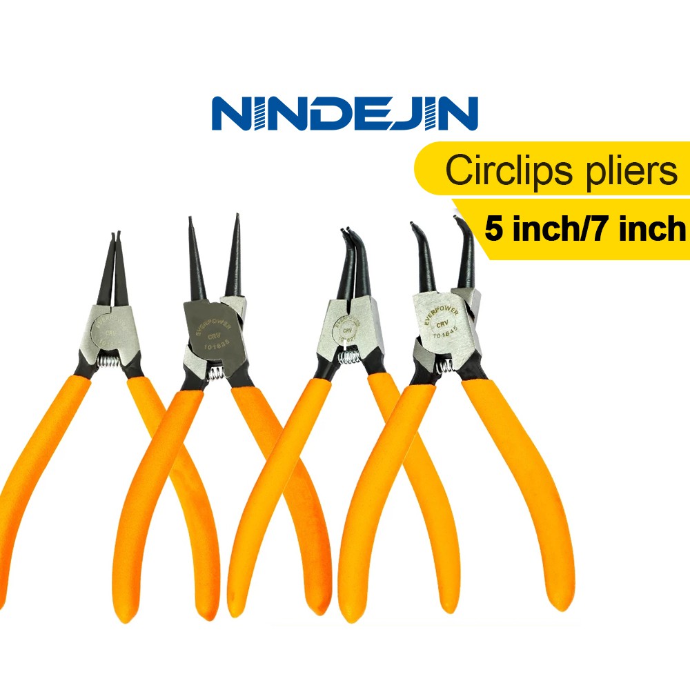 NINDEJIN 4pcs Internal External Circlip Pilers Set 5 inch 7 inch Cr-V ...