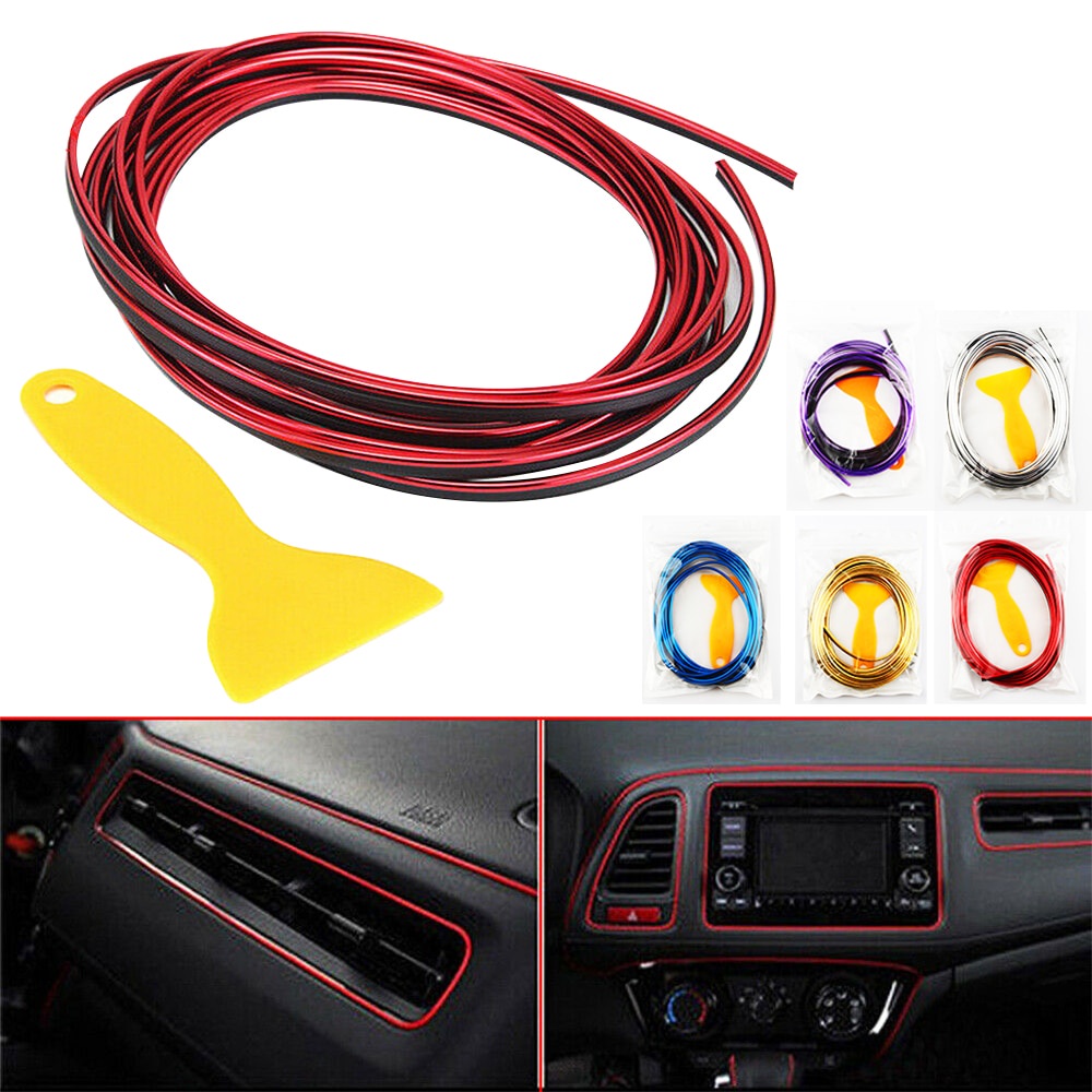 5M/Roll Car Strip Grid Decoration Interior Wire Dashboard Aircond Trim ...