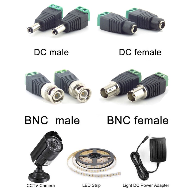 5pcs Coax CAT5 Video Balun Plug Connector 12V DC BNC Male Female ...