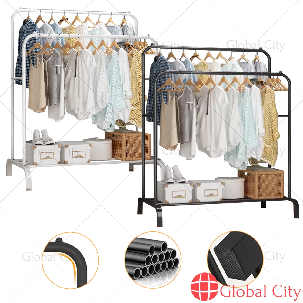 Work Clothes Rack Double Pole Strong Steel Structure Laundry Rack Cloth ...