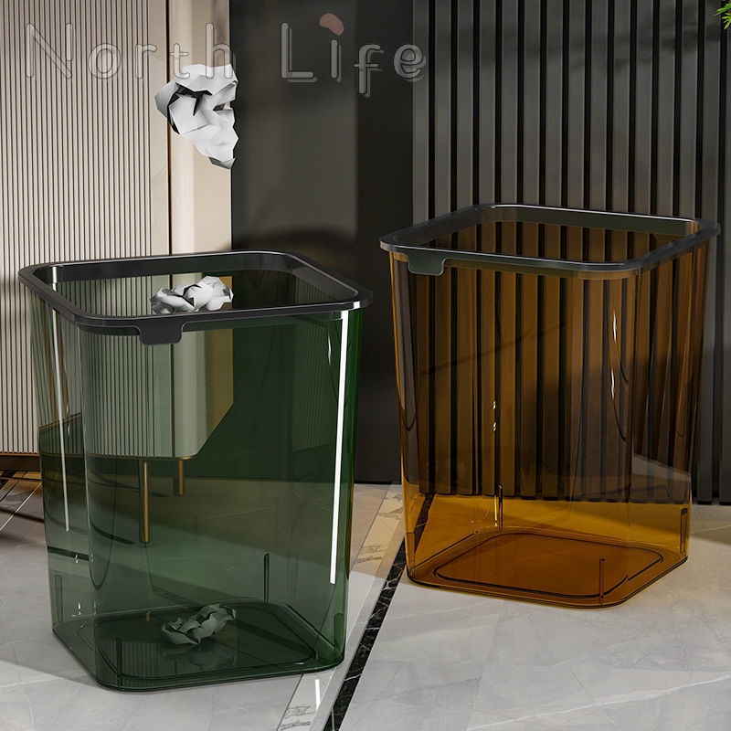 Thickened Transparent Trash Can Large-capacity Wastepaper Basket ...