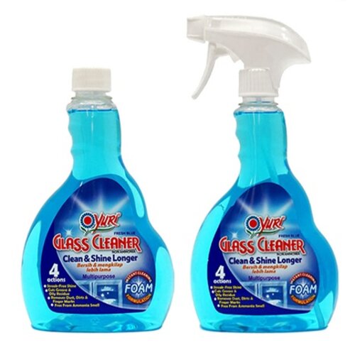Yuri Glass Cleaner Spray (Foaming) 500Ml x 2 Fresh Blue - By Ydxd ...