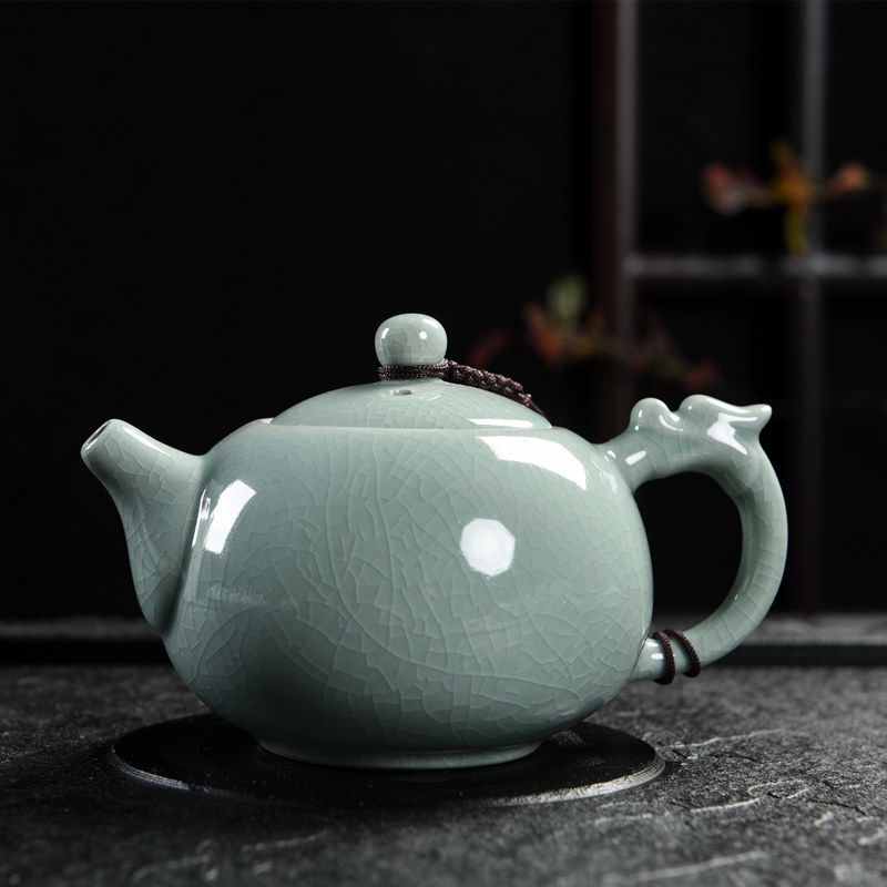 Handmade Ru kiln teapot opening large Ru porcelain can raise small ...