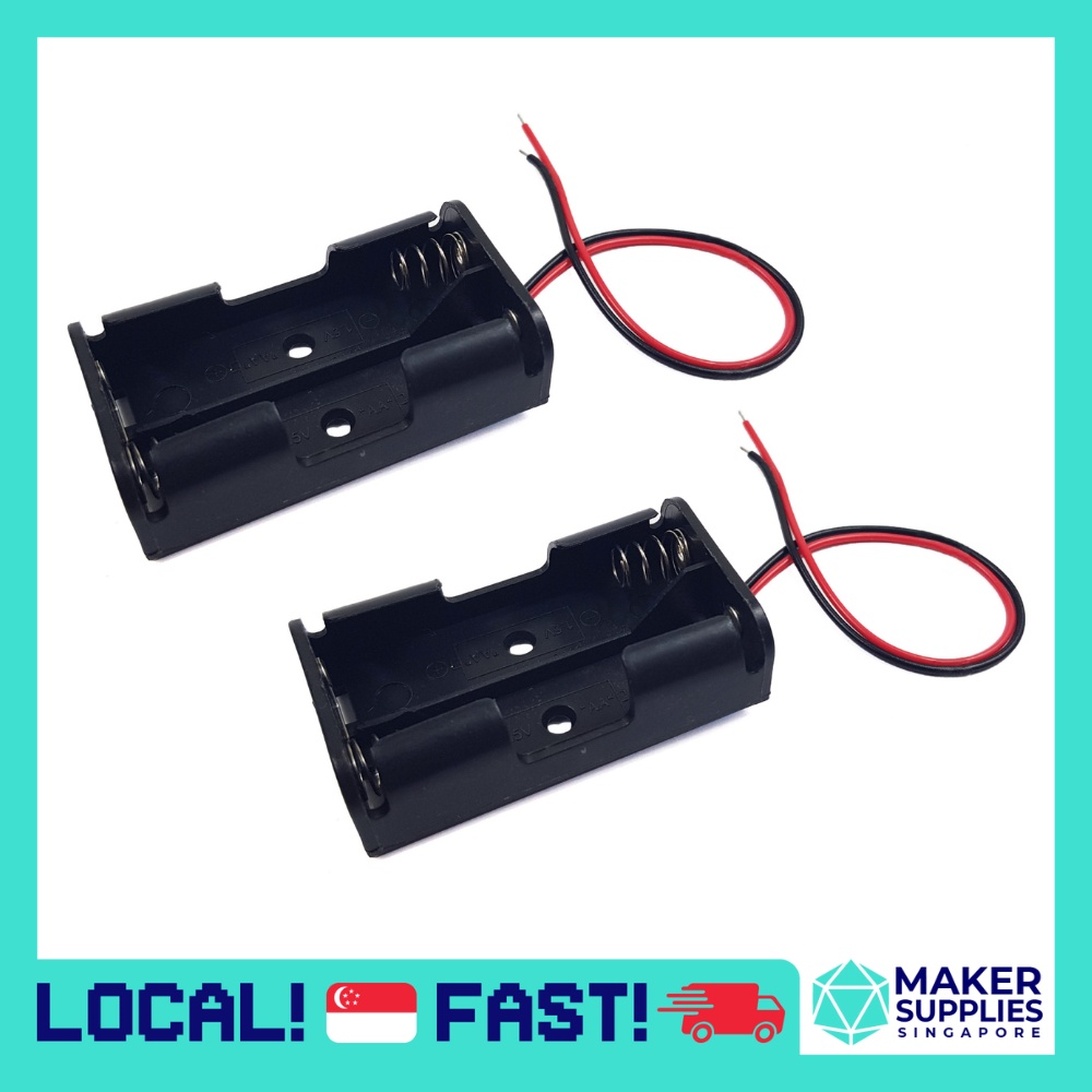 2pcs 2 x AA Battery Holder Black Plastic Case Dual Slot Double A ...