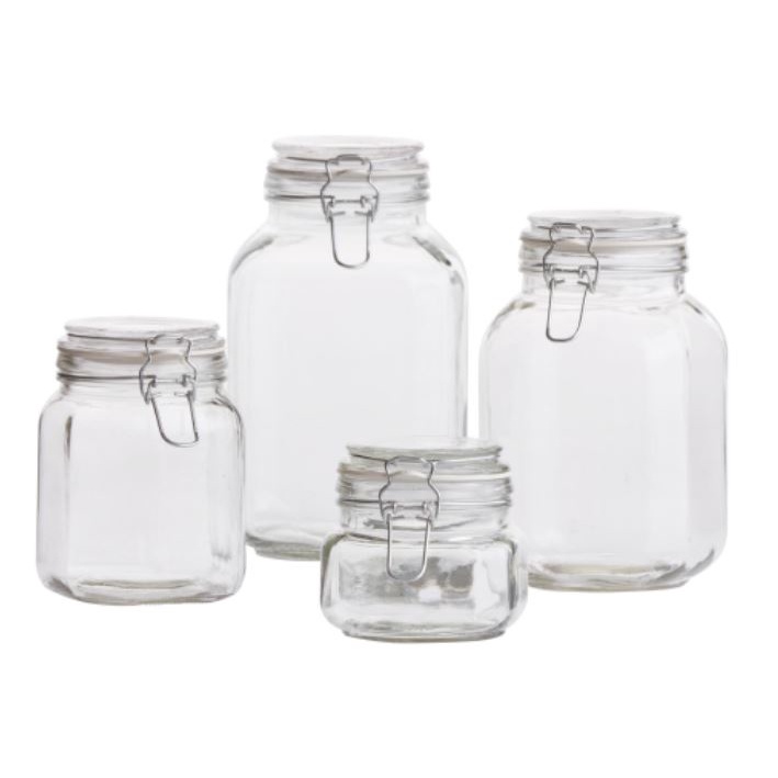 Airtight Storage Glass Clamp Jar Clear Container For Food Snack 500ml ...