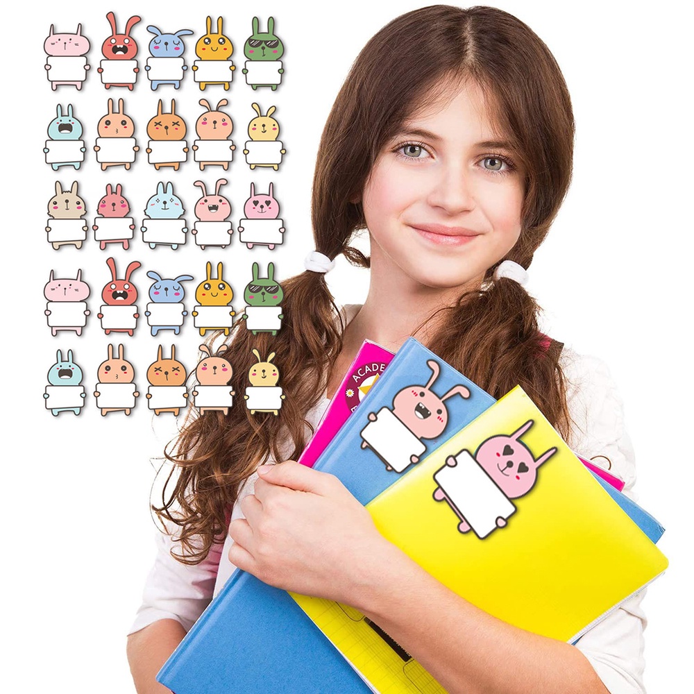 150Pcs Cute Animal Rabbit Name Tag Sticker Waterproof Personalized ...