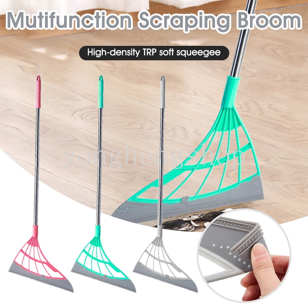 Dual-Use Broom Floor Window Wiper Scraper Detachable Long Handle Home ...