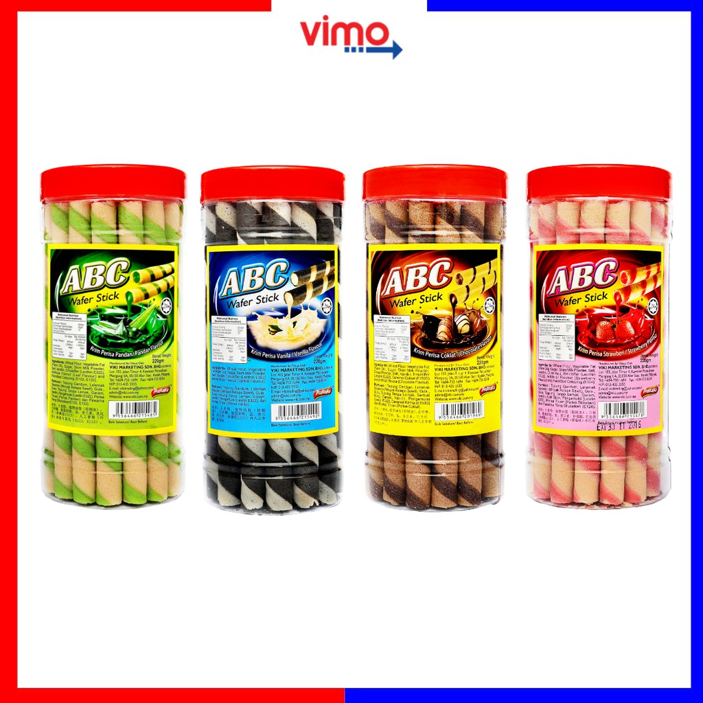VIKI ABC Wafer Stick 220g - Chocolate/Strawberry/Pandan/Vanilla ...