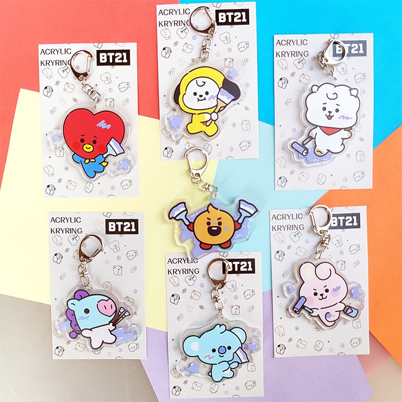 KPOP BT BOYS BOMB Bangtan Boys Keychain Cute Cartoon Bag Pendant Keyring Acrylic BT 21 V ...