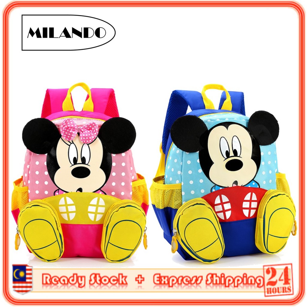 MILANDO Kid Mickey Minnie School Kindergarten Backpack Bag Beg Sekolah ...