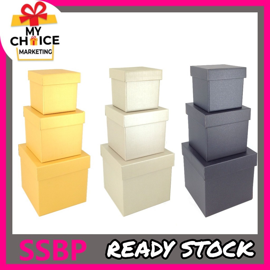 SSBP THREE SIZE DIY surprise birthday party present square paper box ...