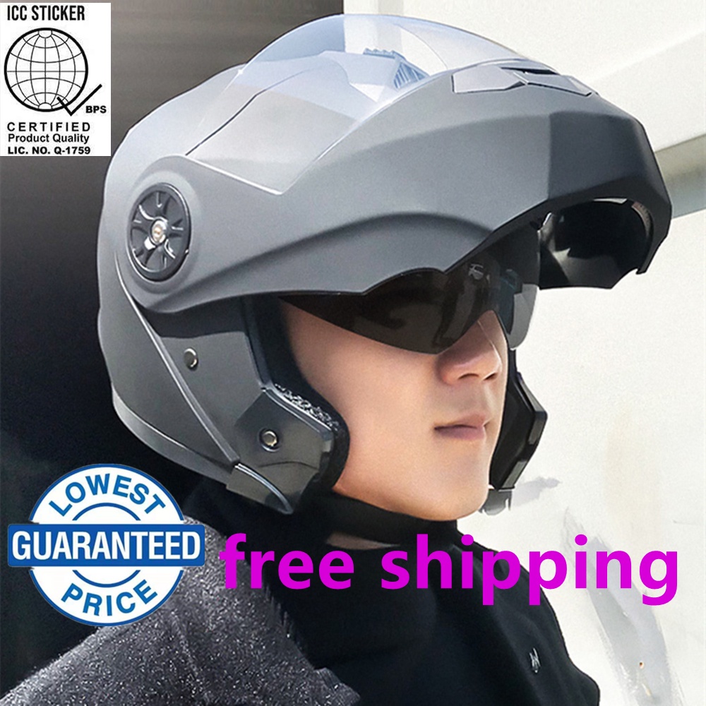 ICC Standard Motorcycle Modular Helmet Dual Lens Flip Up Racing Helmet ...