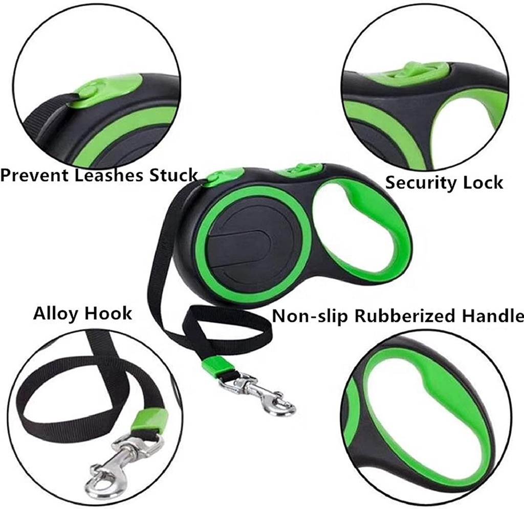 Retractable Heavy-Duty Dog Leash - 26ft/8m Automatic Extending Nylon ...