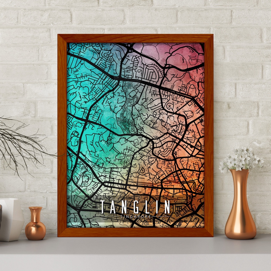 Singapore City Tanglin Map Contemporary Art Decor Poster | Shopee Singapore