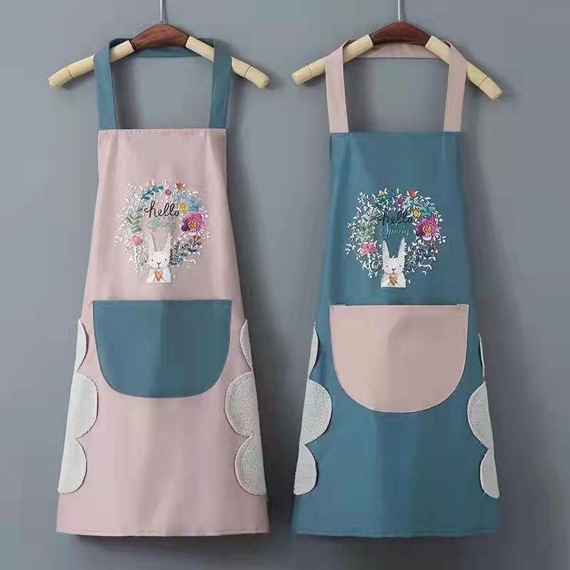 Waterproof Kitchen Apron Both sides with Hand Wiping Cloth | Shopee ...