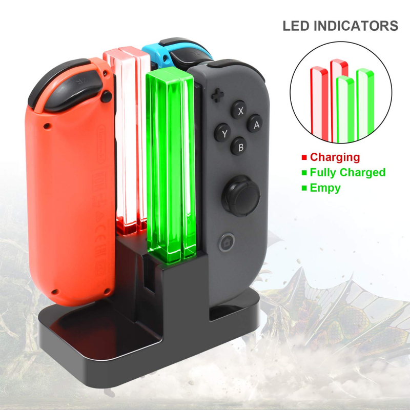 4 Controller Charger LED Indicator Charging Dock Station for Nitendo ...