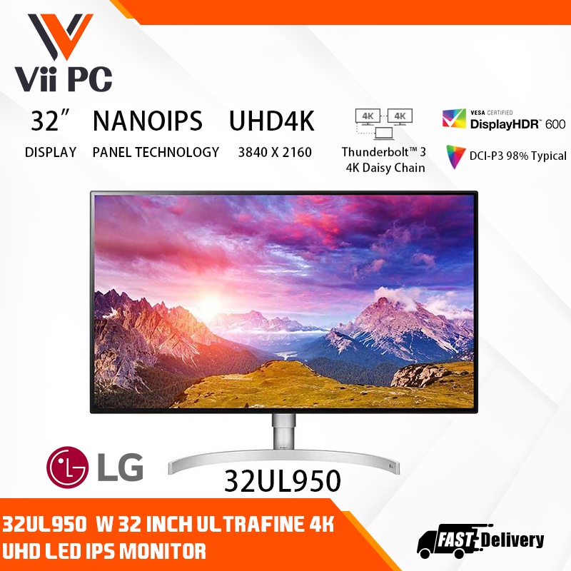 LG 32UL950 32 Inch UltraFine 4K UHD LED IPS Monitor with Thunderbolt 3 4K Daisy Chain (31.5 ...