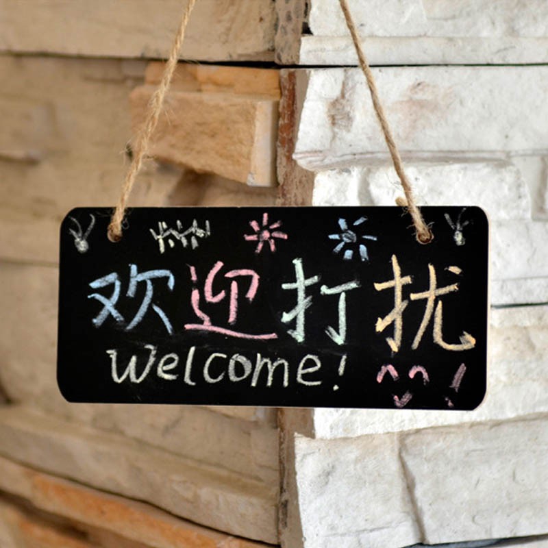 Hanging wooden small blackboard message board Send matching chalk sets ...