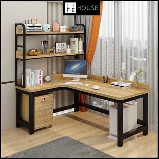 【Free Shipping】Corner Study Table With Bookshelf Combination Computer ...