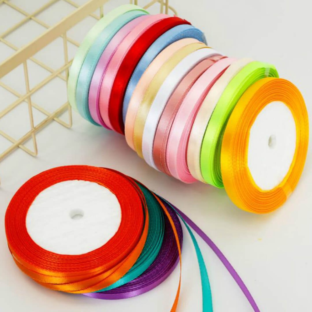 SHIOK 0.5cmx25yard Satin Ribbon Crafts Bow Handmade Wrapping Wedding ...
