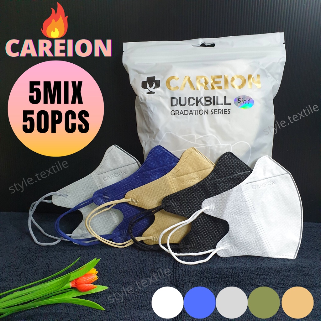 CAREION Duckbill 50pcs Earloop Mix Duckbill Mask Adult Earloop 3D ...