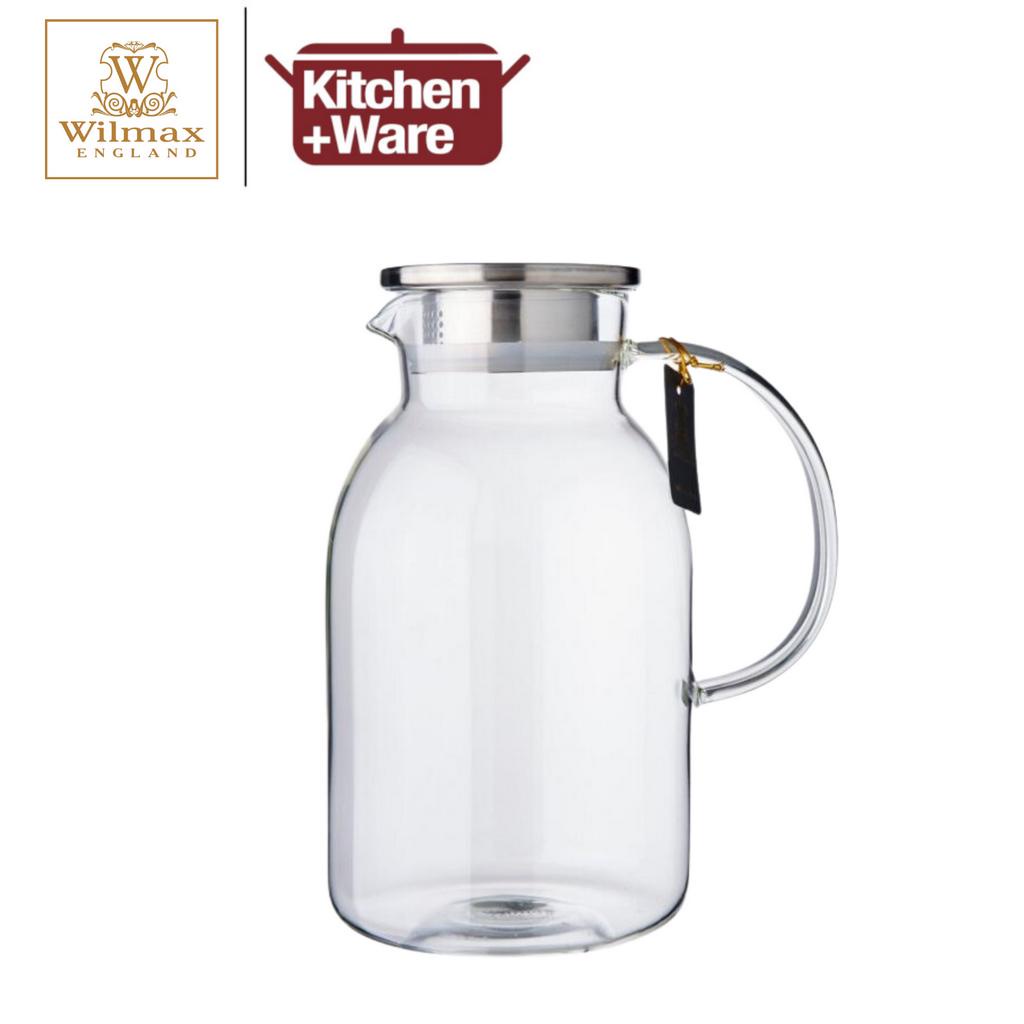 WIlmax Thermo Glass Jug with Stainless Steel Lid [1000ml/1500ml/2100ml/2500ml] / For Hot and ...
