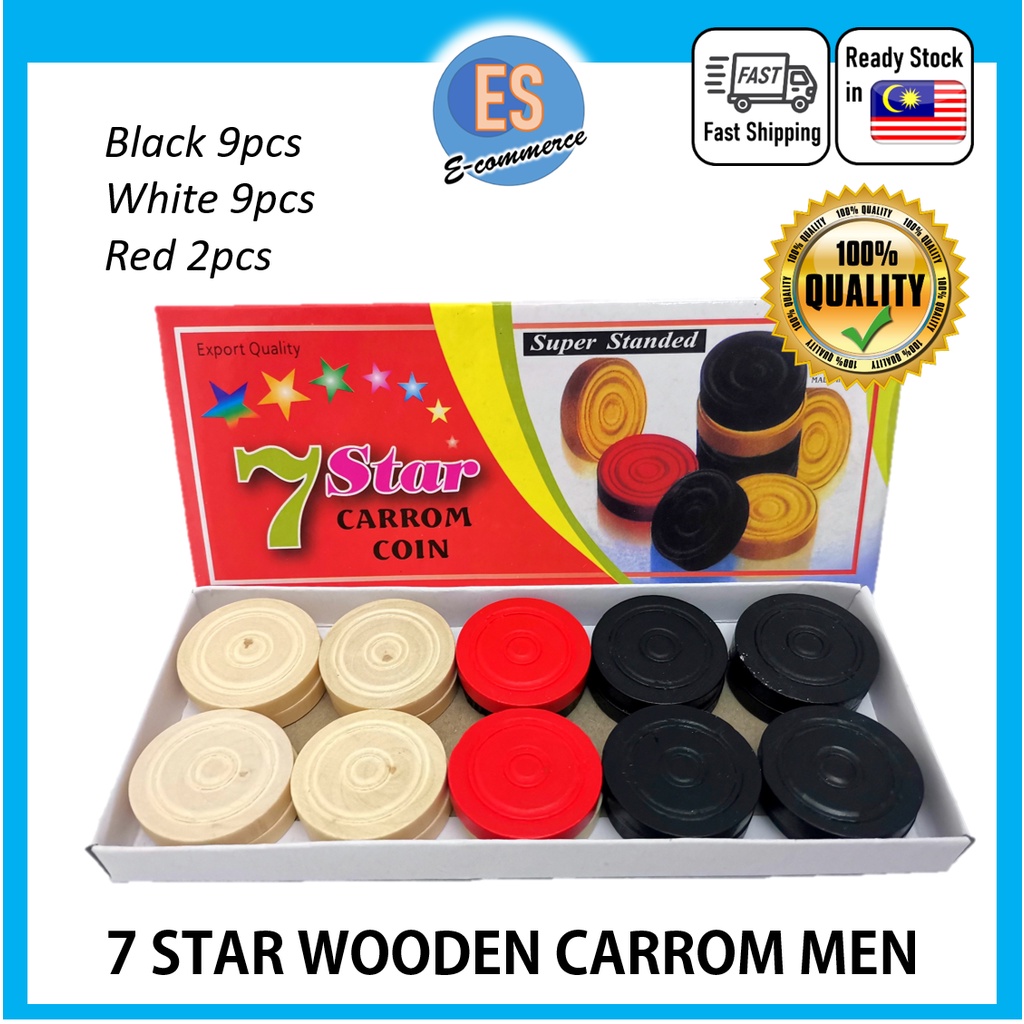 7 STAR WOOD CARROM MEN CARROM COIN BUAH CARROM KAYU | Shopee Singapore