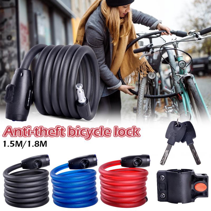 1.8M Long Steel Wire Bike Lock Motorcycle Security Bicycle Lock Bike ...