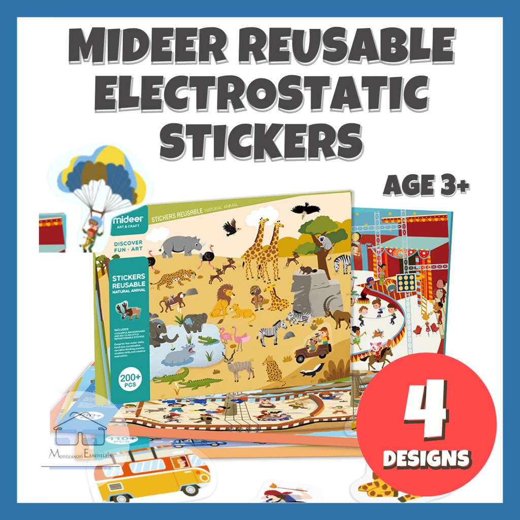 [SG STOCK] Mideer Reusable Electrostatic Stickers Waterproof Kids ...