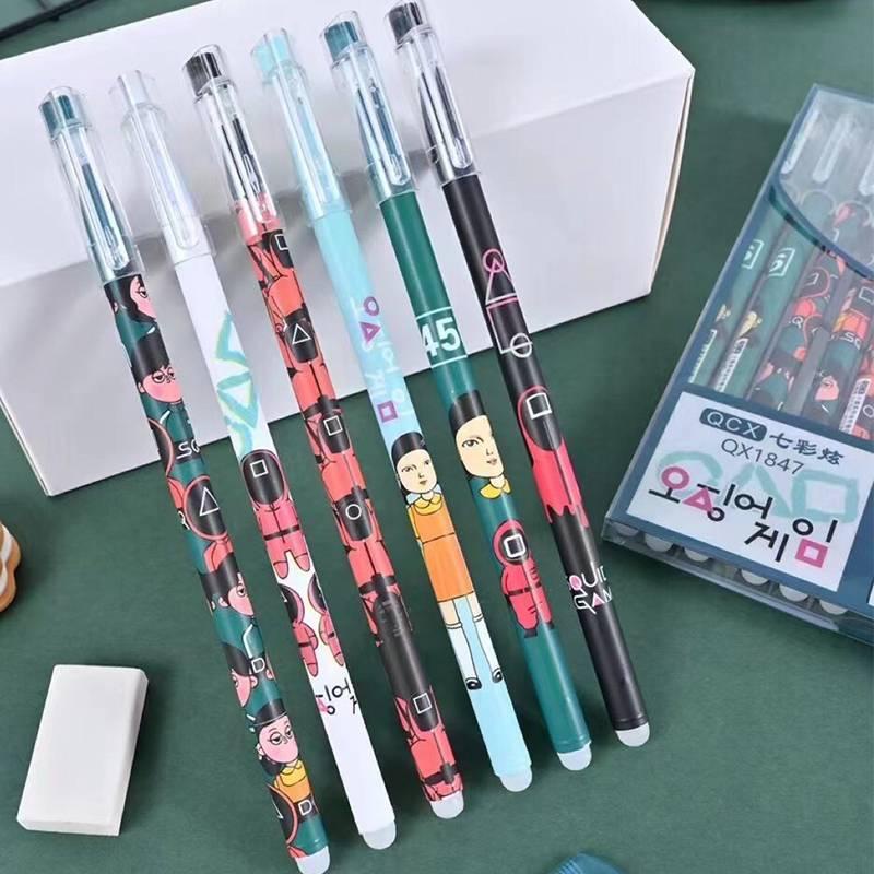 6Pcs/Set 2025 Squid Game Korean TV Series Erasable pen cute Round Six ...