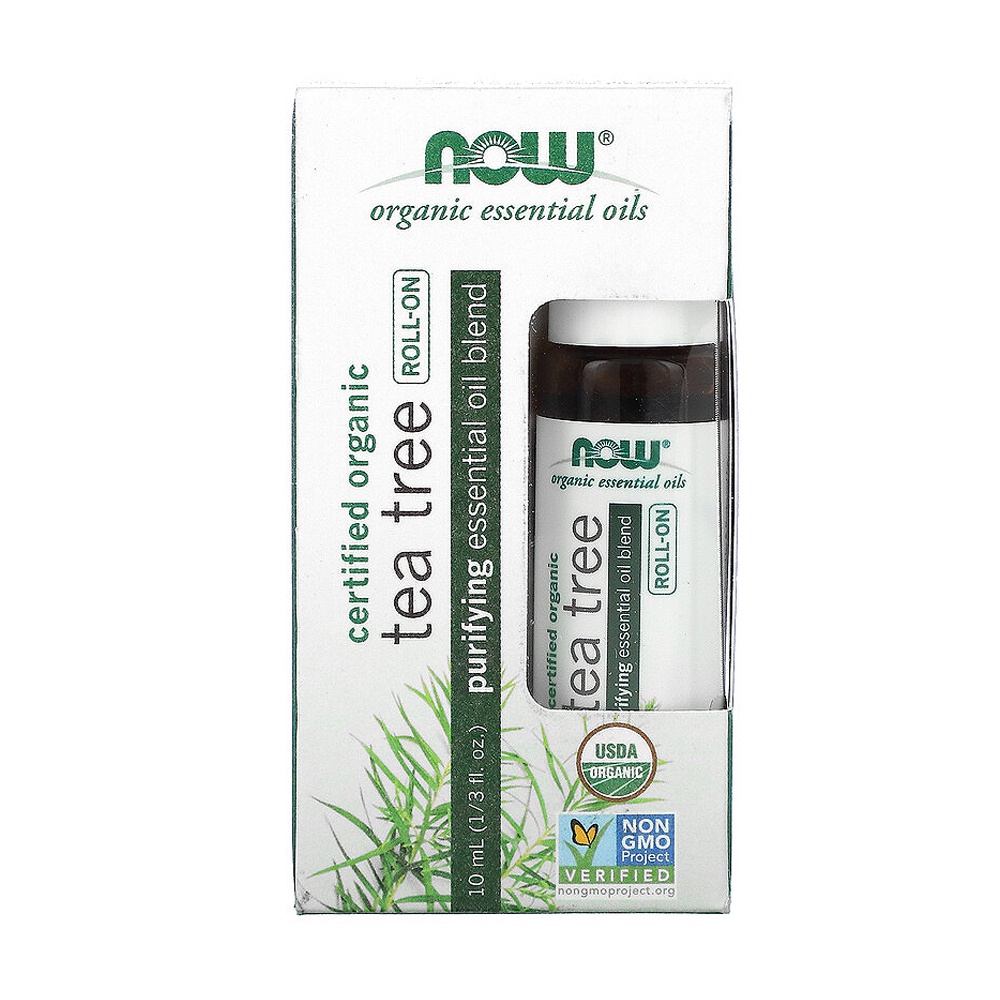 NOW Essential Oils, Tea Tree Roll-On, Certified Organic, Purifying ...