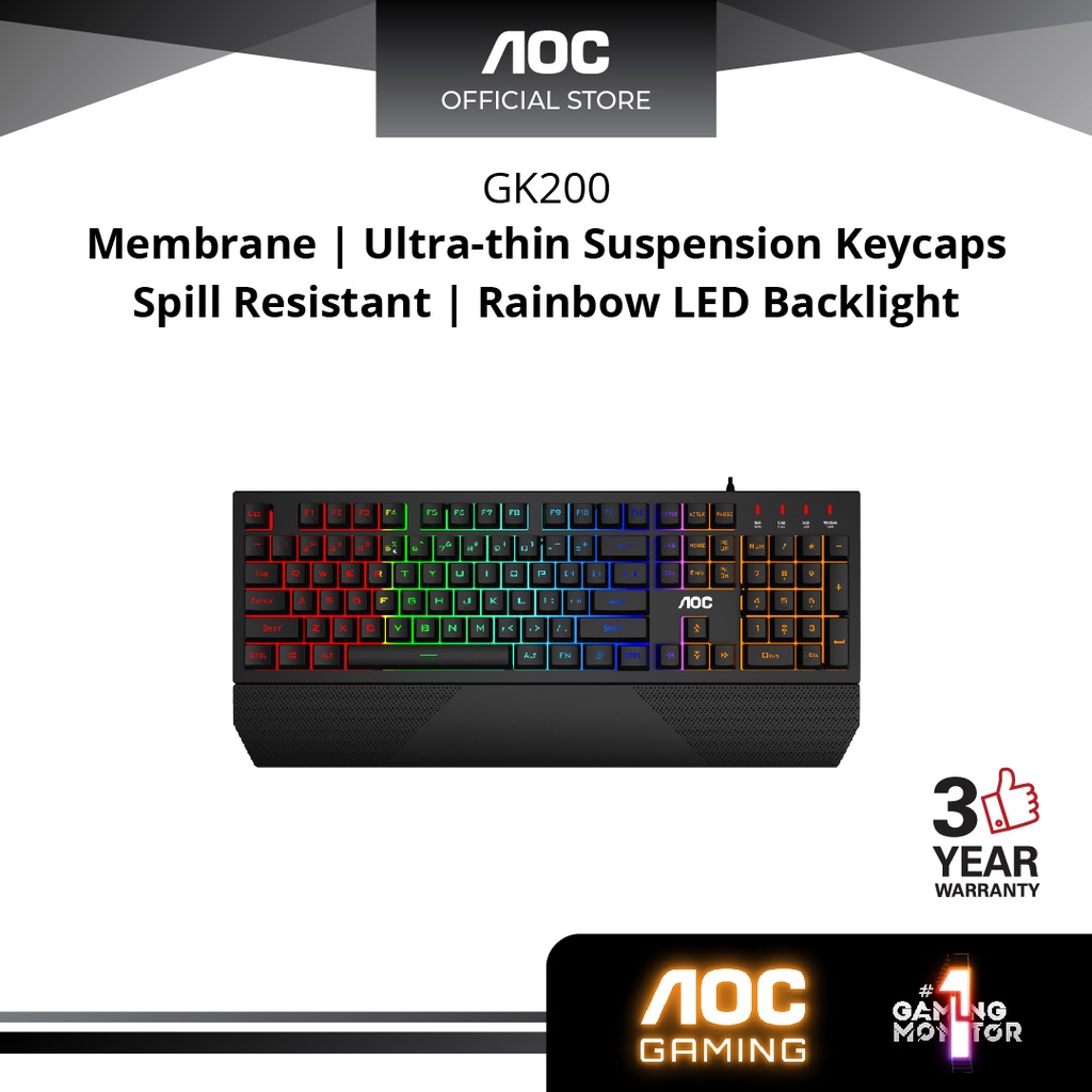 AOC GK200 RGB Membrane Gaming Keyboard | Shopee Singapore