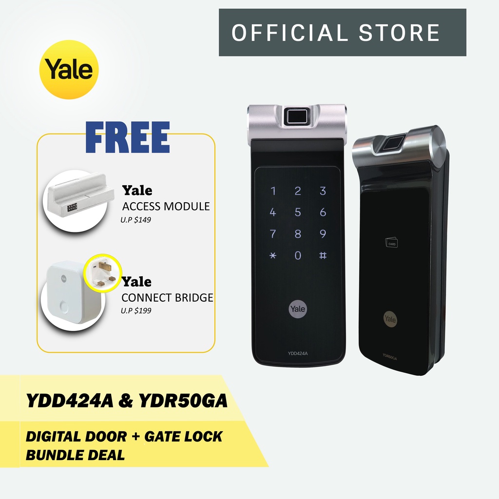 Yale YDR50GA Gate & YDD424A Door Digital Lock Bundle (FREE Yale Connect ...