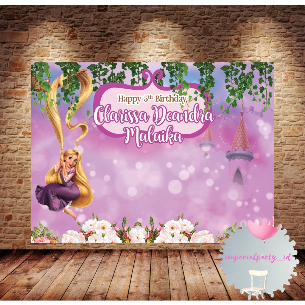 Custom Backdrop Banner Happy Birthday Rapunzel Tangled Princess Banner ...