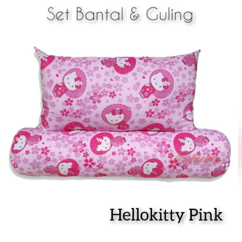 Girls Bolster Pillow Set with Hello Kitty Pink Character Pattern ...