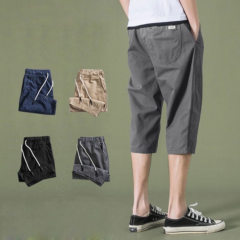 Three Quarter Pants Men Korean 3/4 Pants Summer Shorts Casual 3 Quarter ...