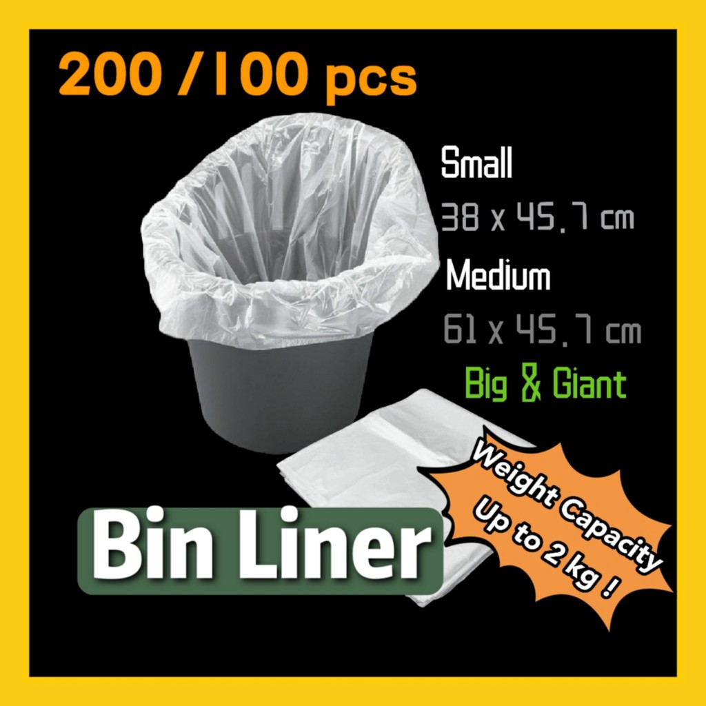 [ 200/ 100 PCS] Bin Liners/ Garbage Bag/ Dustbin Bag/ Plastic Bag ...