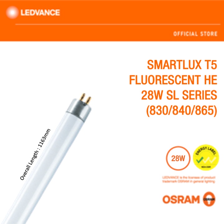OSRAM Fluorescent T5 HE SL 28W (2700K/3000K/4000K/6500K) | Shopee Singapore