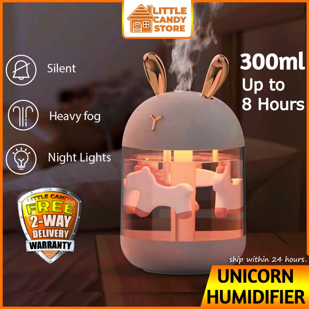 Cute Unicorn Air Humidifier USB Aroma Diffuser Night Light Lamp H2O ...