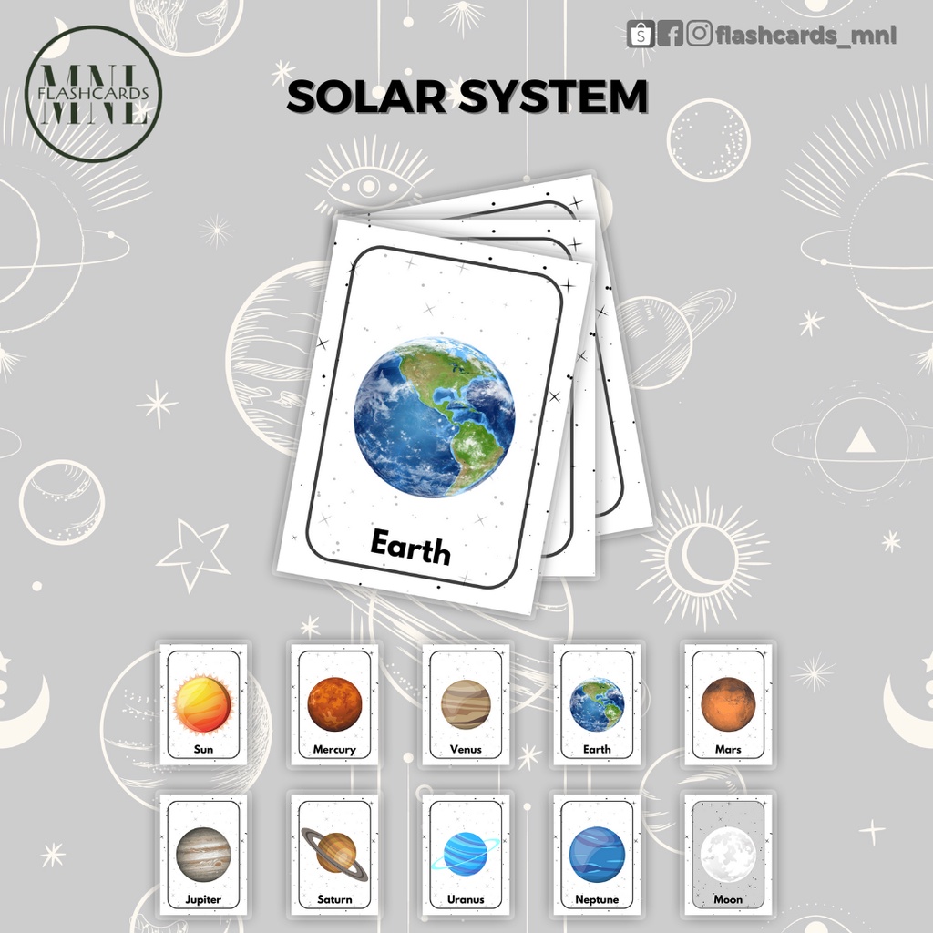 SOLAR SYSTEM FULLY LAMINATED FLASHCARDS WITH OR WITHOUT RING BIND 10 ...