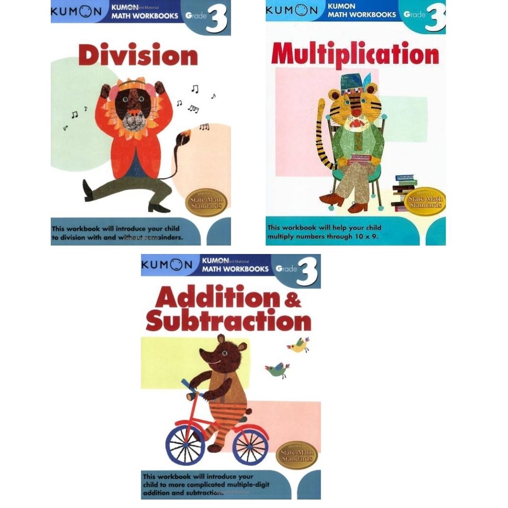 Math Workbooks Grade 3 : Addition & Subtraction/Division/Multiplication ...