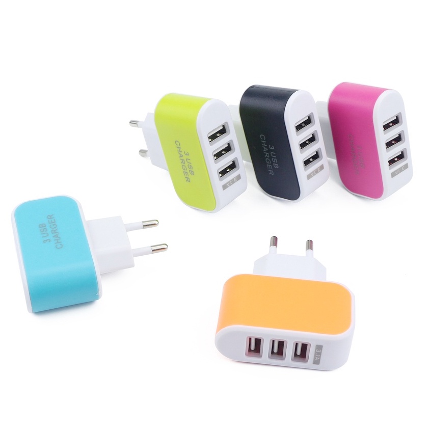 Convenient Multi-Color usb 3-Color Power Plug Charger | Shopee Singapore