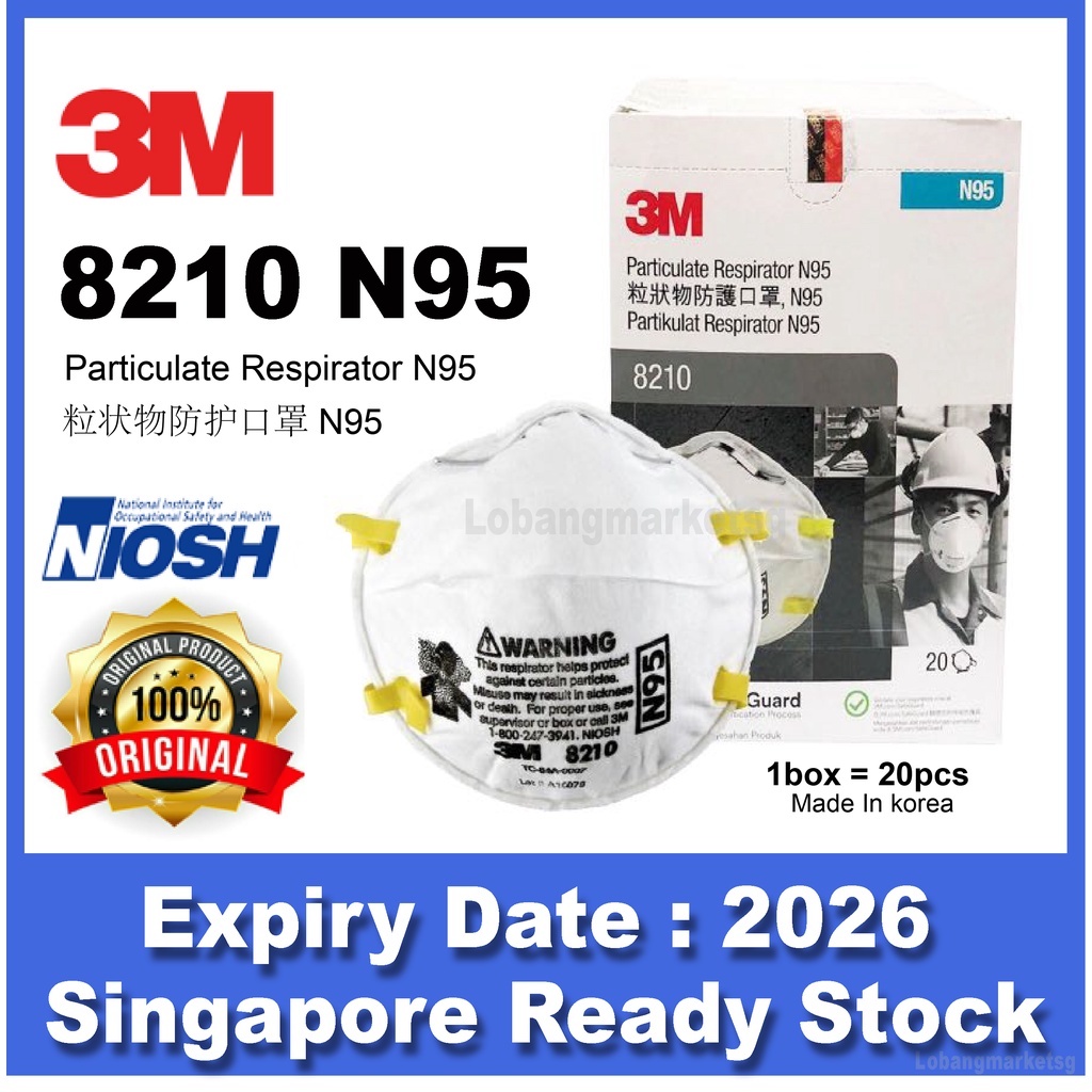3M 8210 N95 Particulate Respirator Mask 1box = 20Pcs | Shopee Singapore