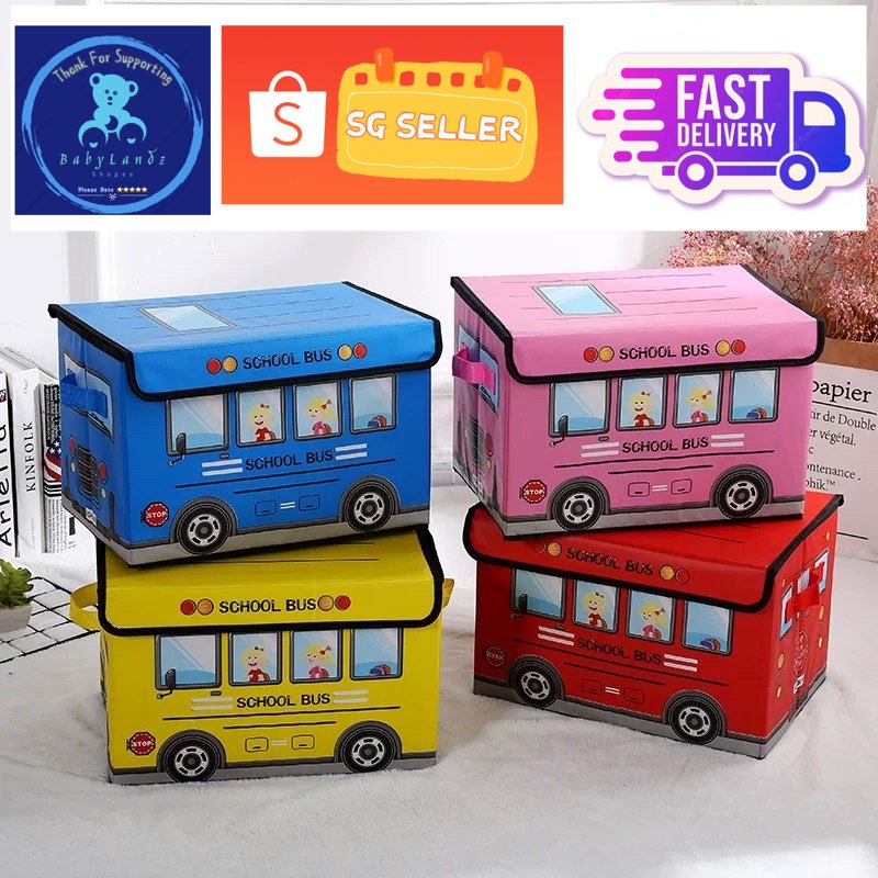 (Ready Stock) Foldable School bus Storage box Kids ...