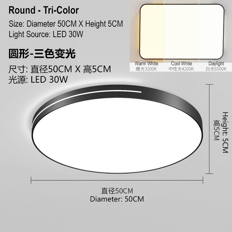 Slim Round Square Rectangle LED Ceiling Light Minimalist Modern Stylish ...